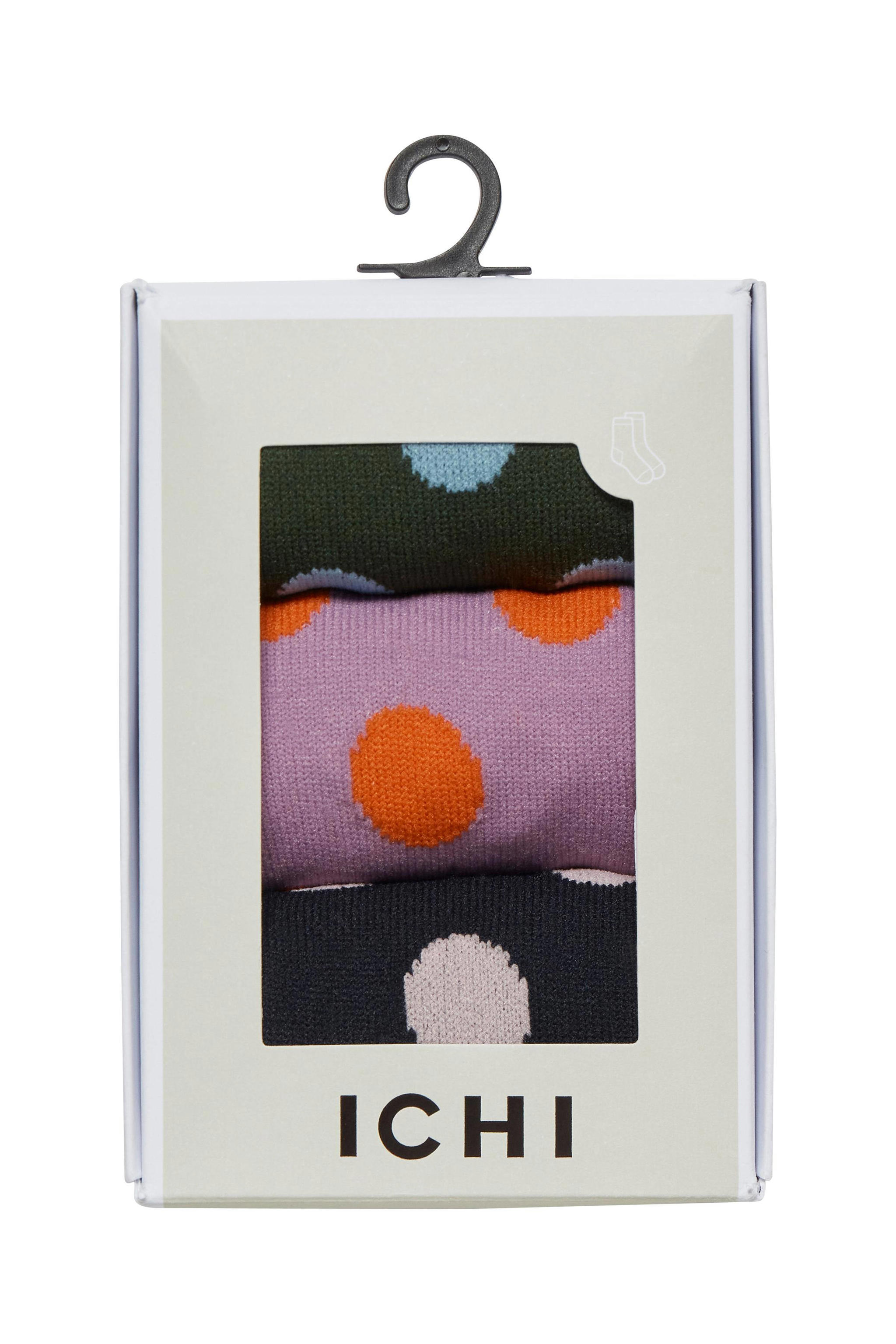 ICHI sokken IAPALAYA met stippen - set van 3 multi | wehkamp