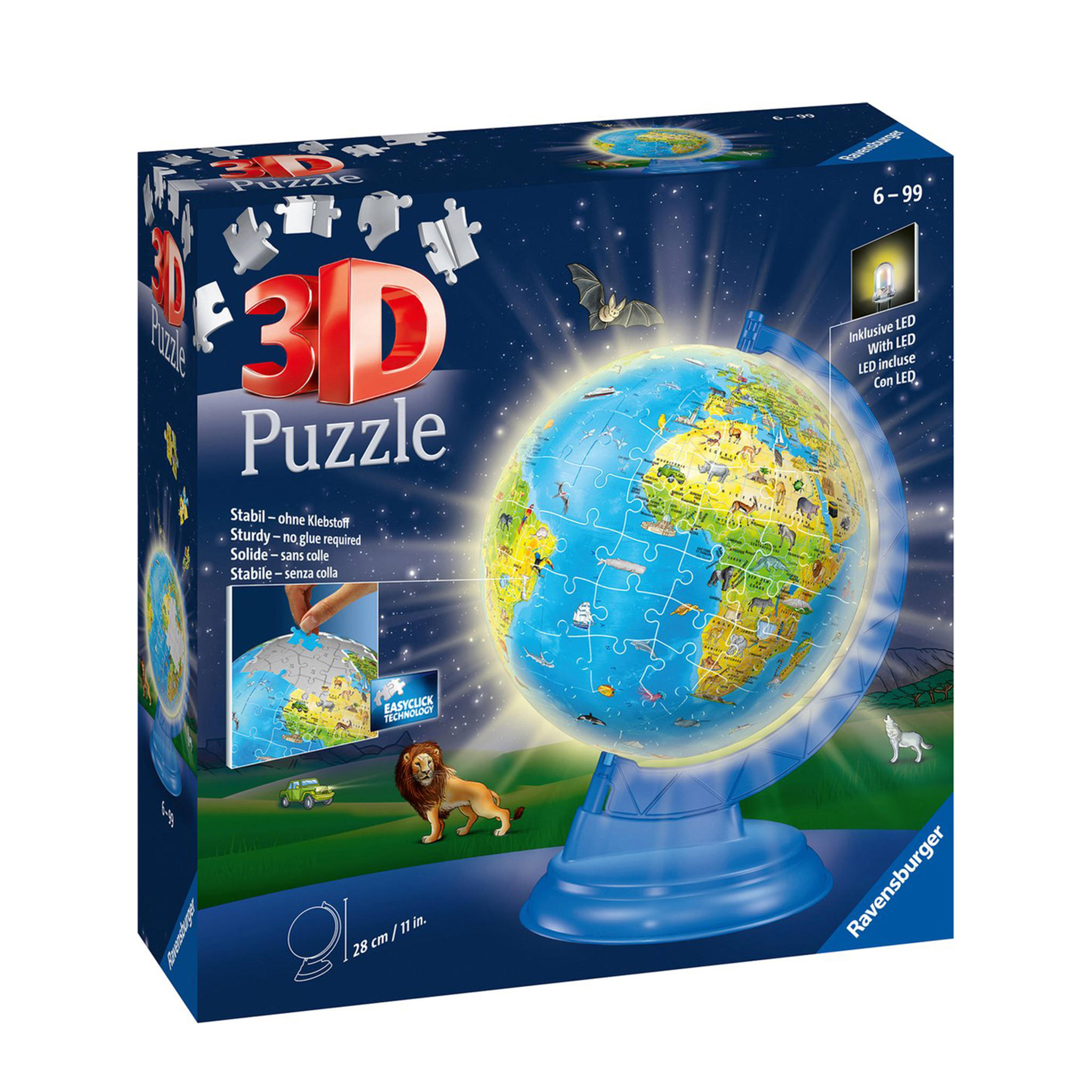 Ravensburger xxl kinder globe night edition engelstalig 3D puzzel 180 ...