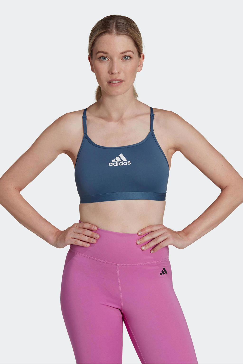 adidas Performance level 1 sportbh blauw | wehkamp