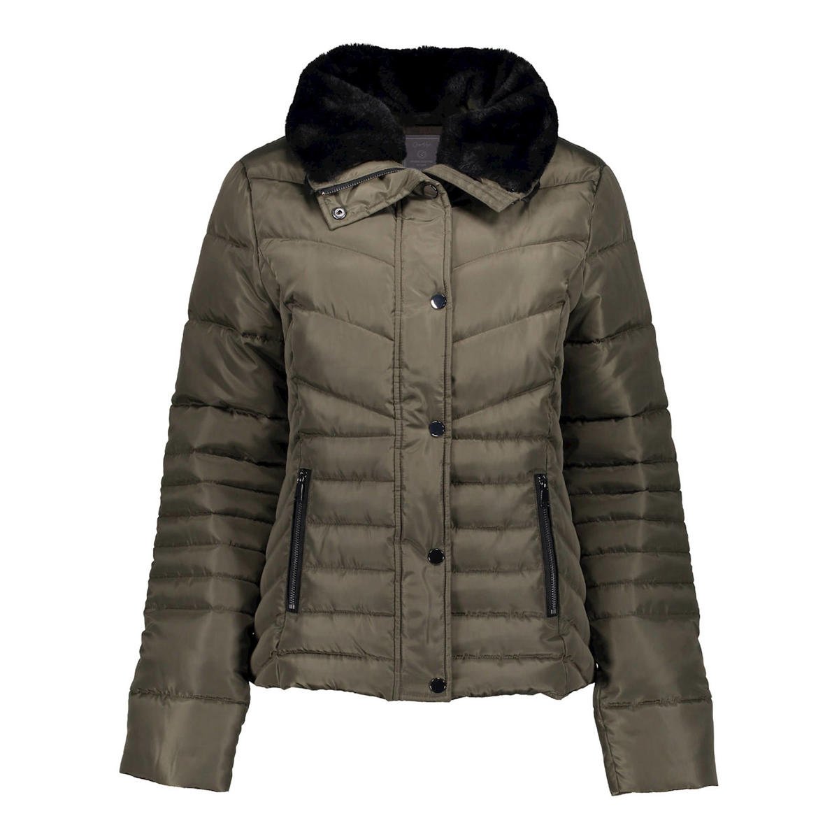 Geisha gewatteerde winterjas donkergroen/zwart | wehkamp