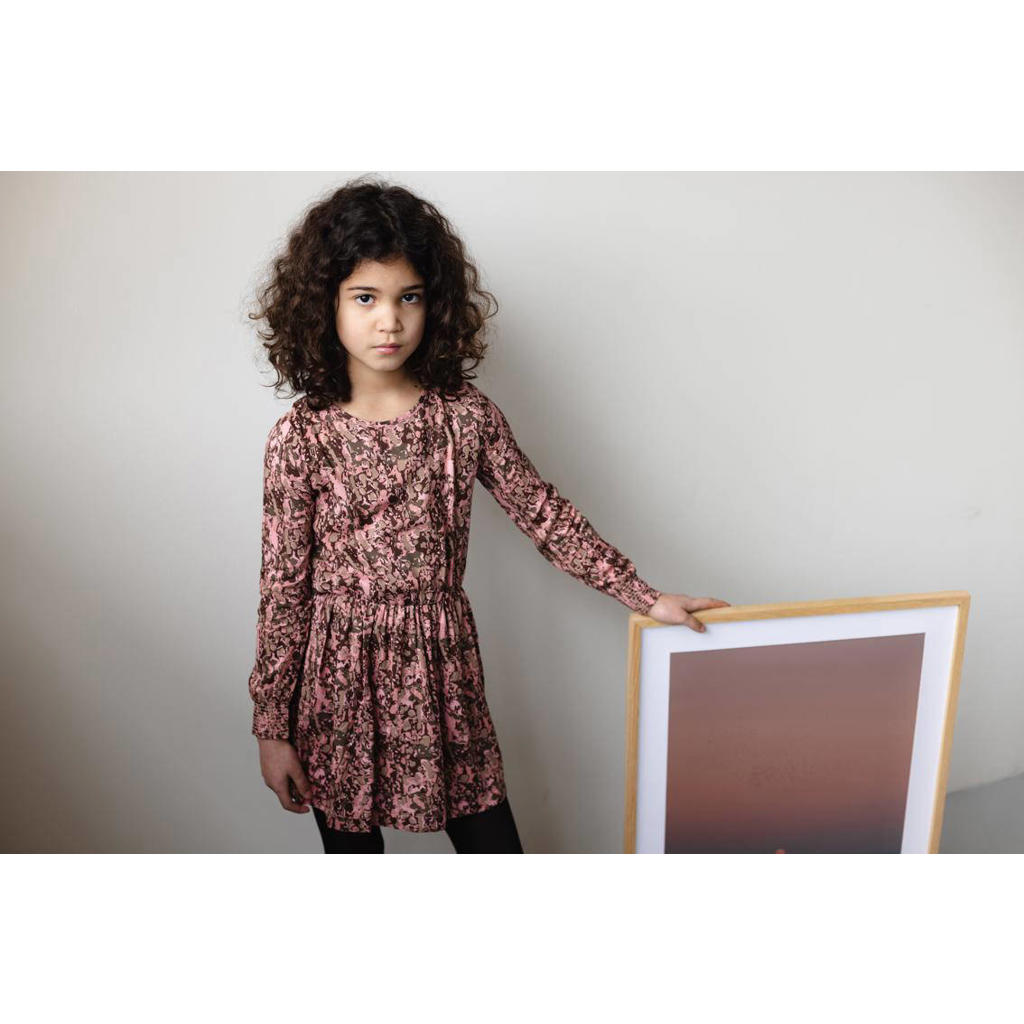 LEVV jurk Aafke met all over print roze/bruin | wehkamp