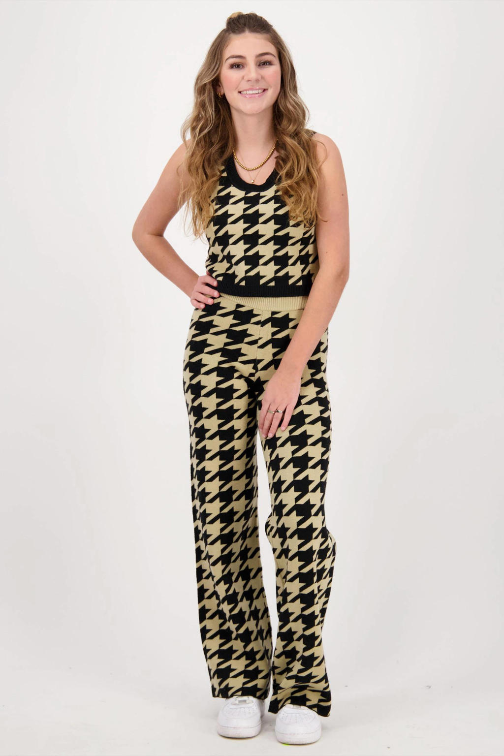 Vingino x Senna Bellod high waist flared broek Vlekkie met pied-de ...