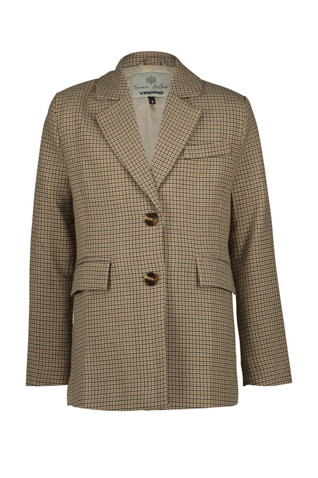 Vingino x Senna Bellod geruite blazer Silke lichtbruin | wehkamp