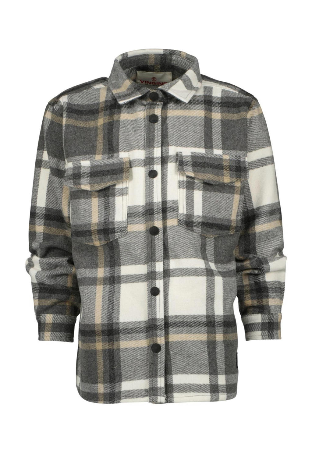 Vingino geruit overhemd Lezar grijs/wit/zwart | wehkamp