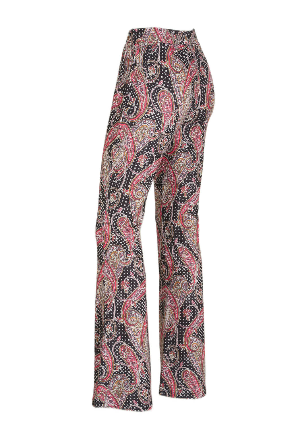Colourful Rebel flared broek met paisleyprint en textuur oudroze | wehkamp