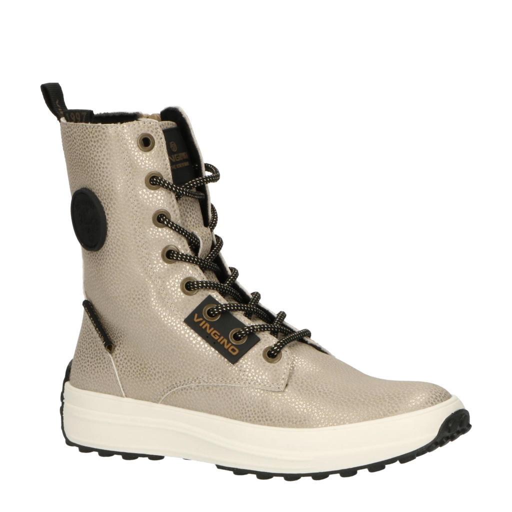 Vingino Rebecca leren veterboots goud | wehkamp