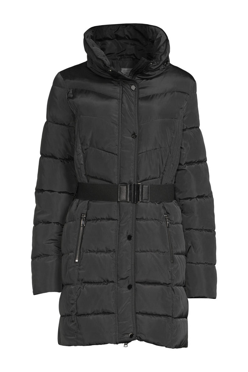 Geisha gewatteerde winterjas met ceintuur antraciet | wehkamp