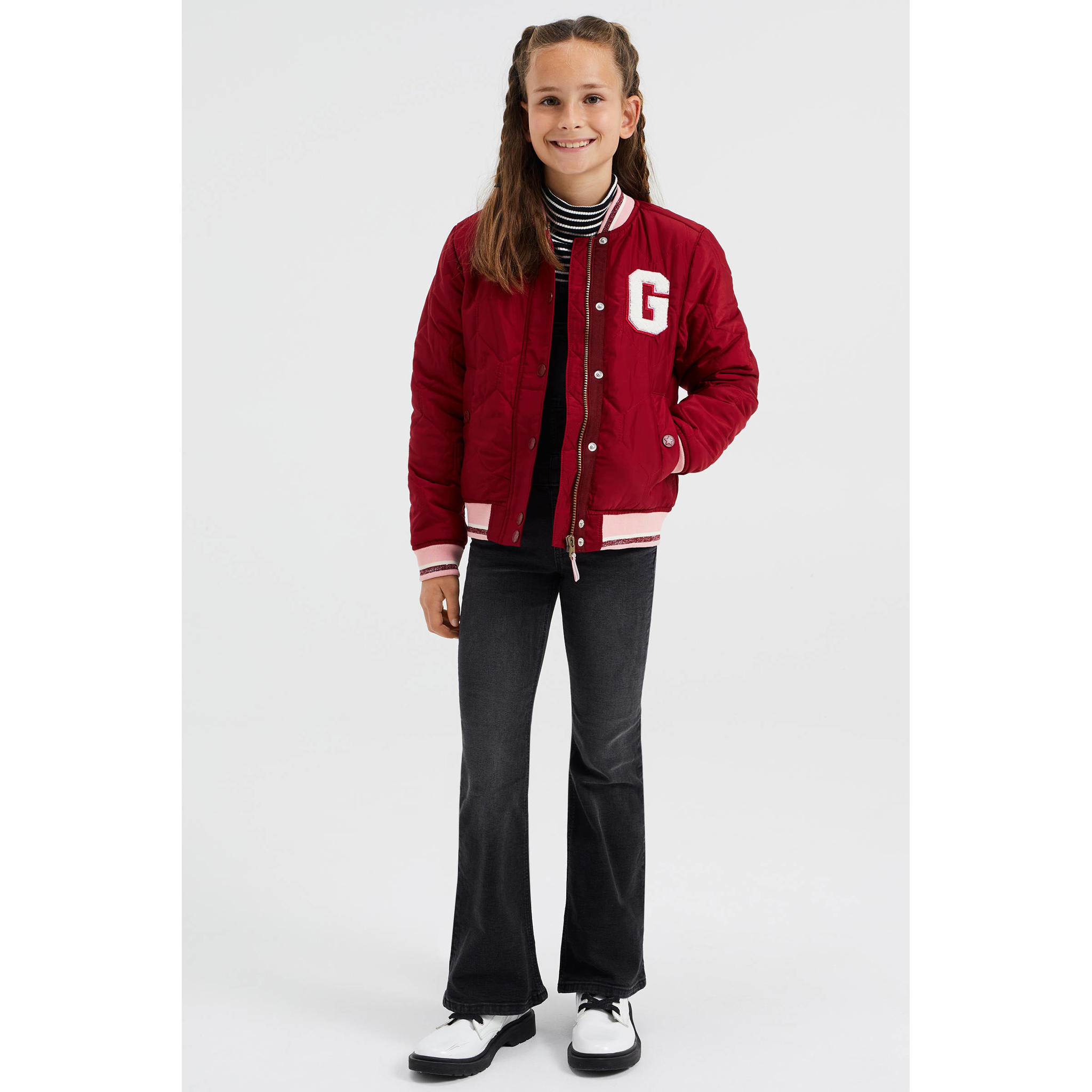 WE Fashion bomberjack met printopdruk rood/roze | wehkamp