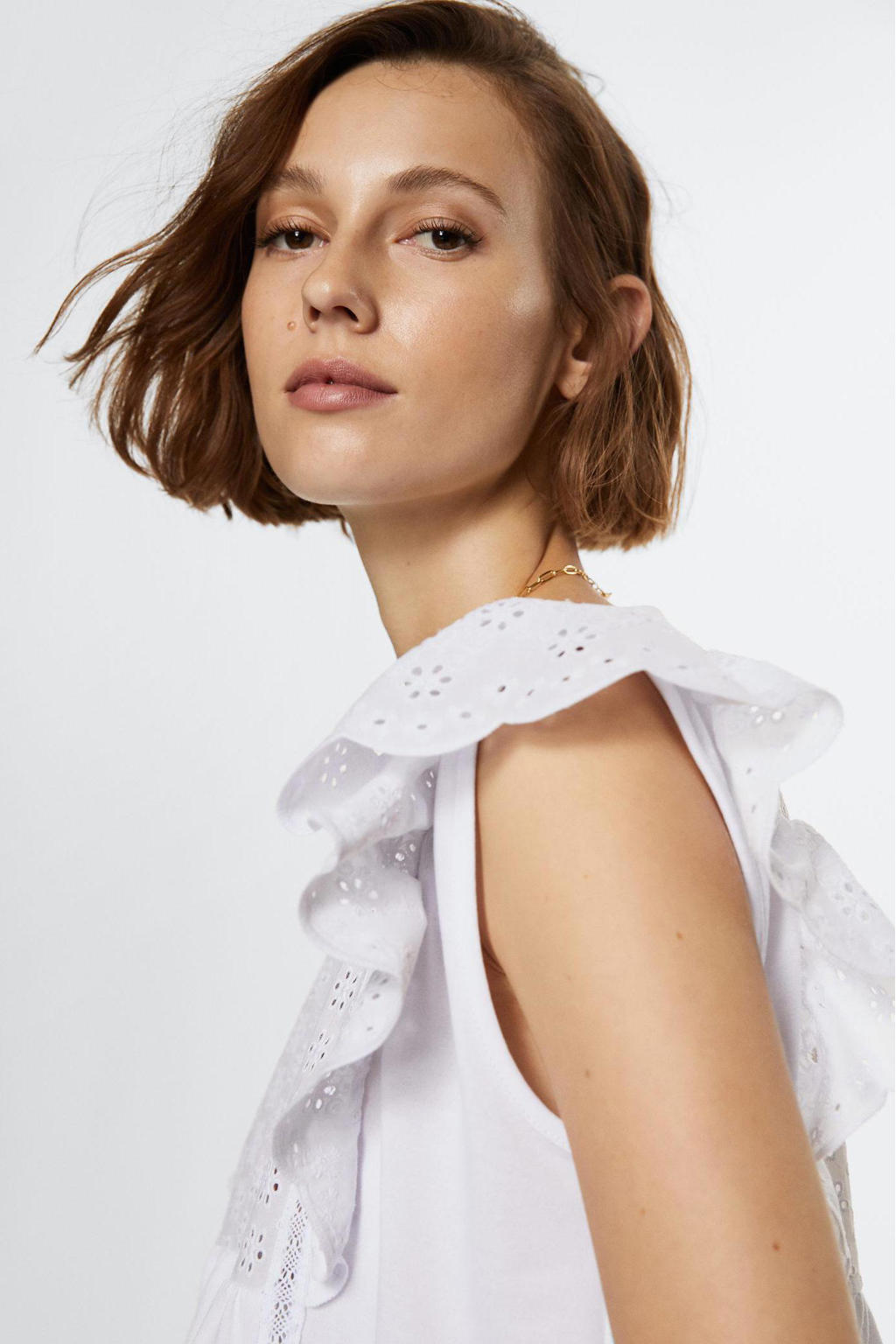 Mango top met volant wit kopen? | Morgen in huis | wehkamp