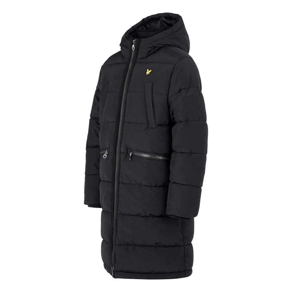 Lyle & Scott gewatteerde winterjas met logo zwart | wehkamp