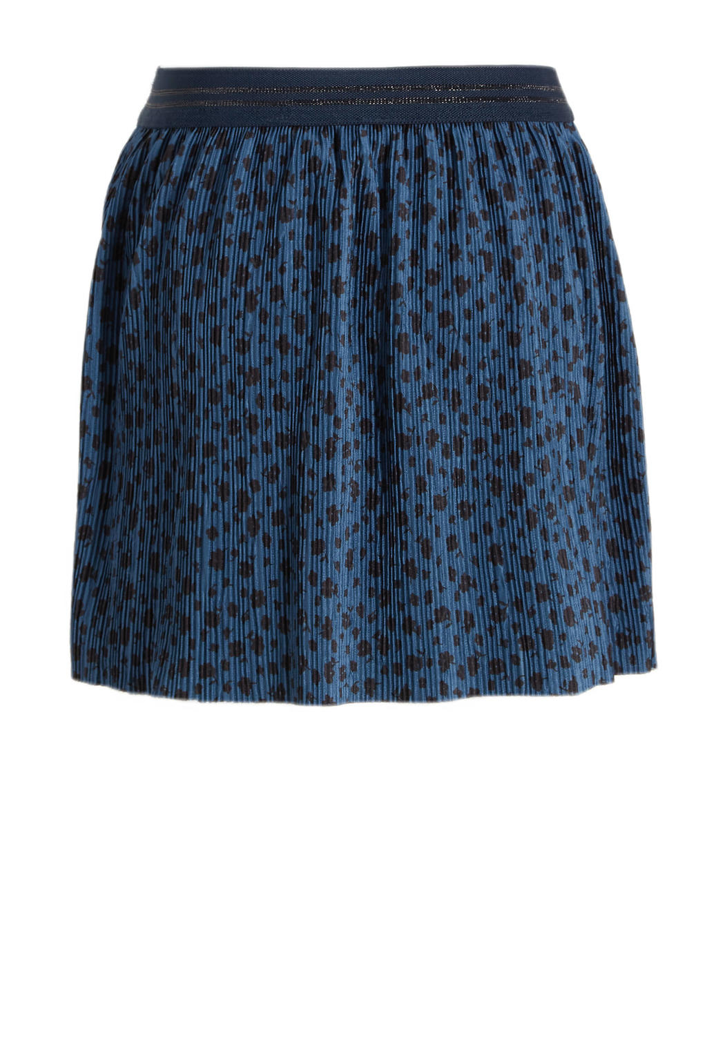 anytime plissé rok met bloemenprint donkerblauw | wehkamp