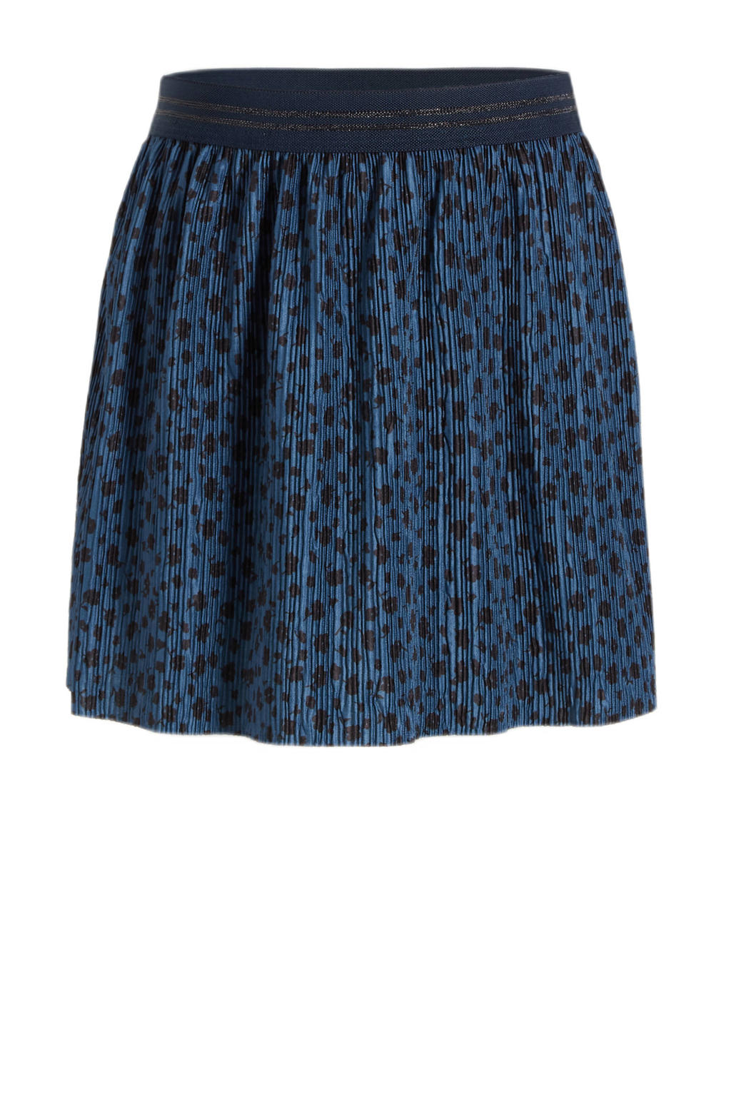 anytime plissé rok met bloemenprint donkerblauw | wehkamp