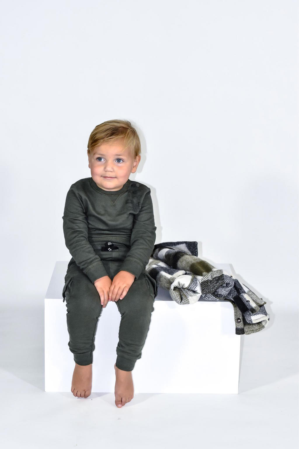Born by Kiddo United regular fit broek Tymon met printopdruk groen ...