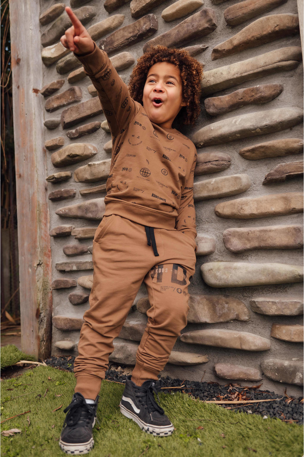 KIDDO regular fit broek Gino met printopdruk bruin | wehkamp