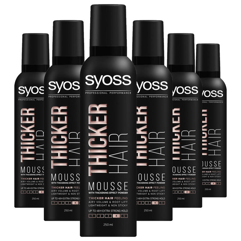 Syoss Thicker Hair Mousse - 6 x 250 ml - voordeelverpakking | wehkamp