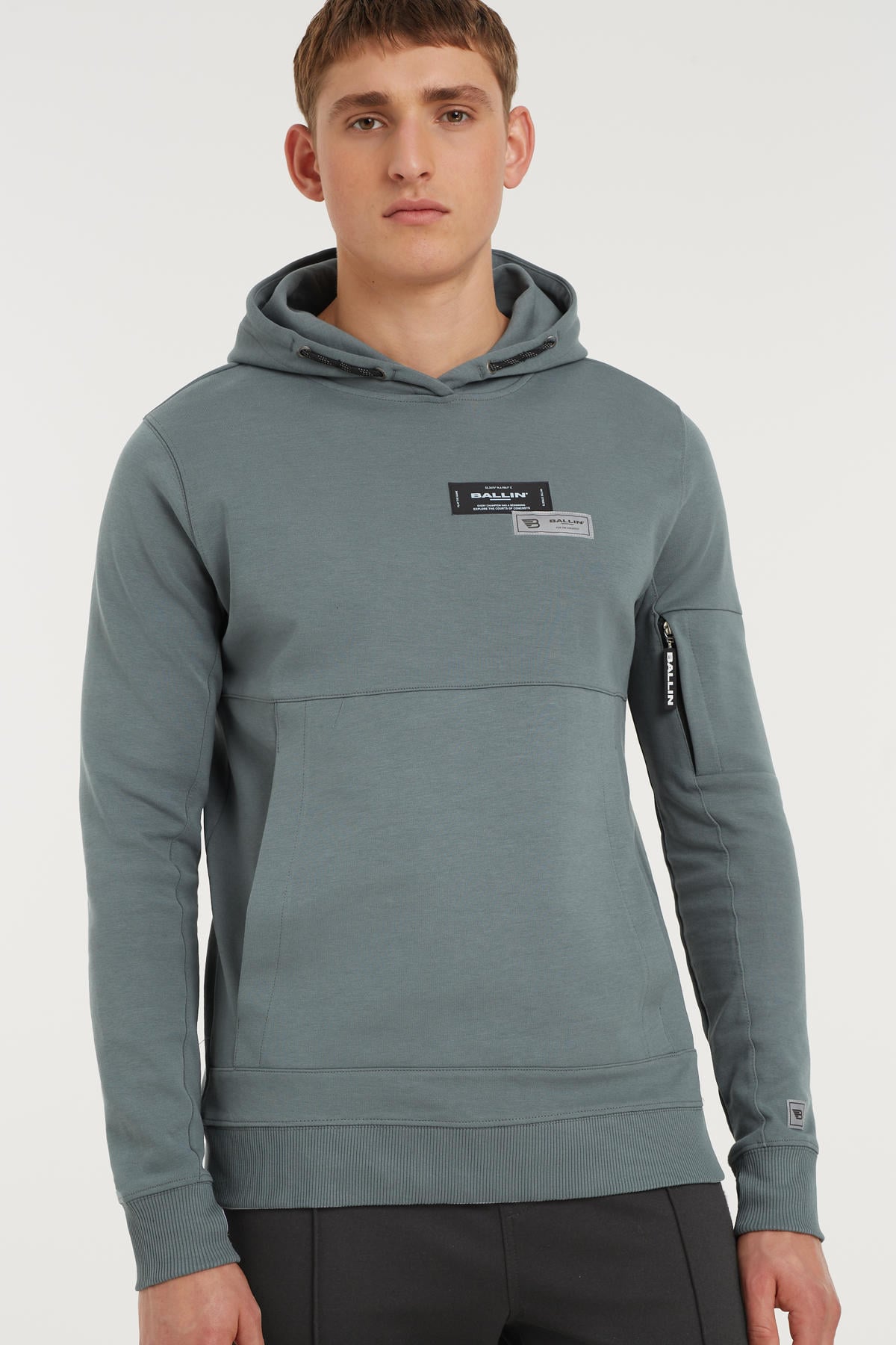 Ballin hoodie met logo mid blue | wehkamp