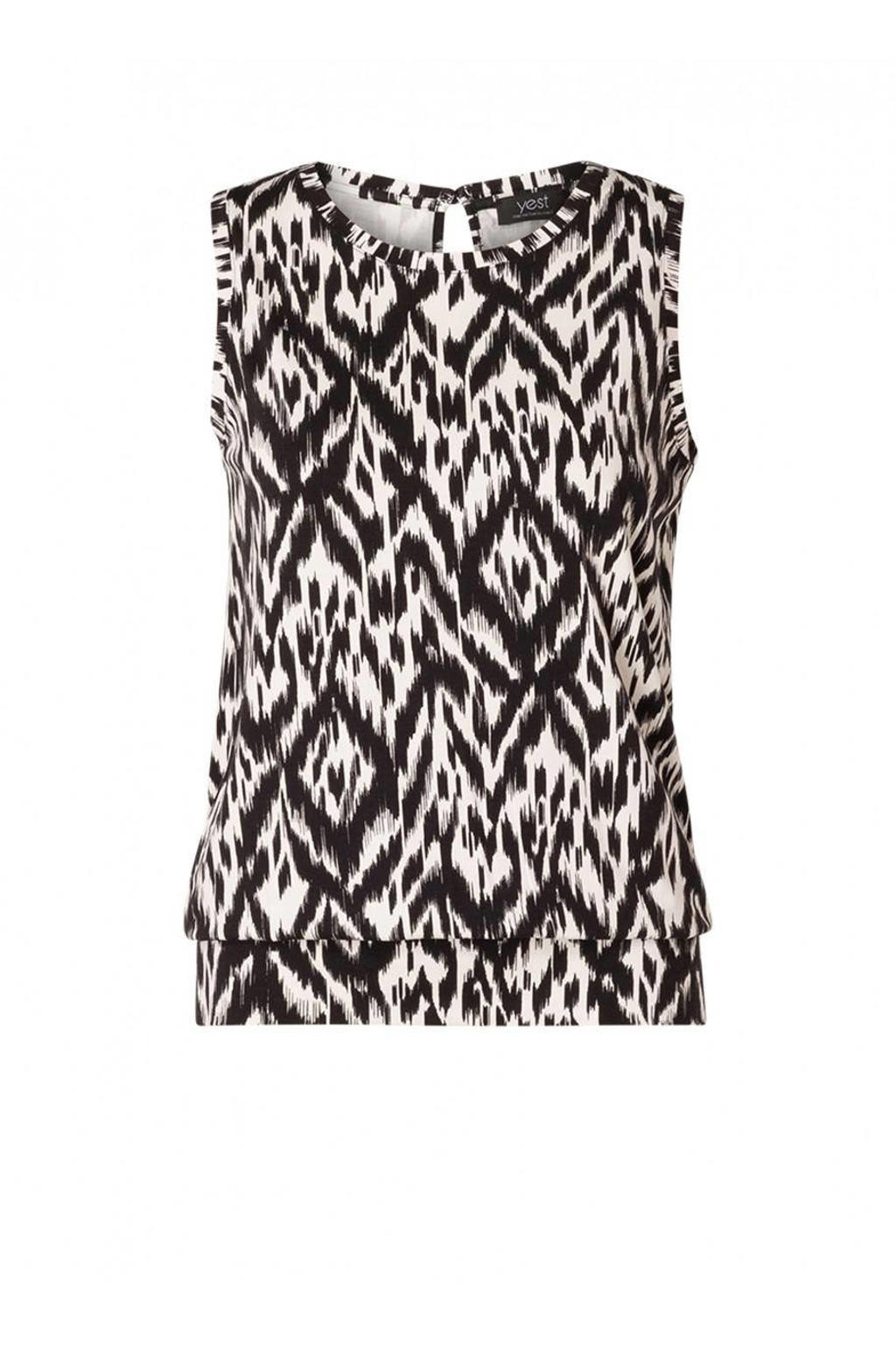 Yest top met all over print zwart/ ecru | wehkamp