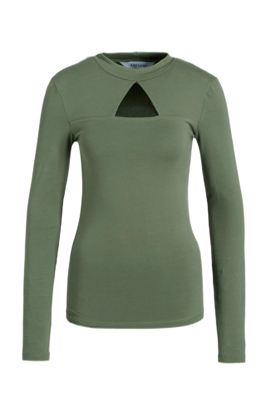 anytime cut out longsleeve top khaki | wehkamp