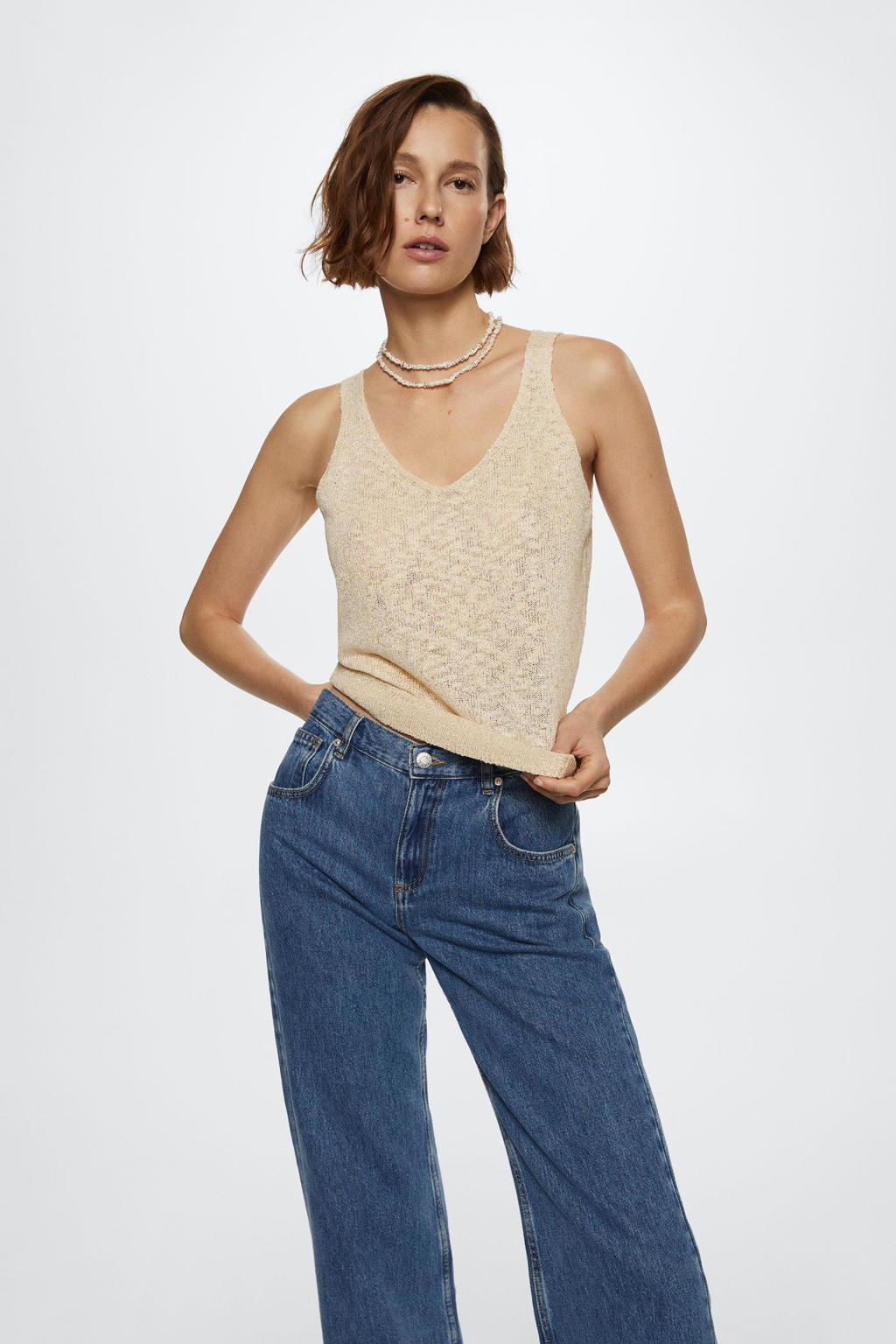 Mango top met textuur beige kopen? | Morgen in huis | wehkamp