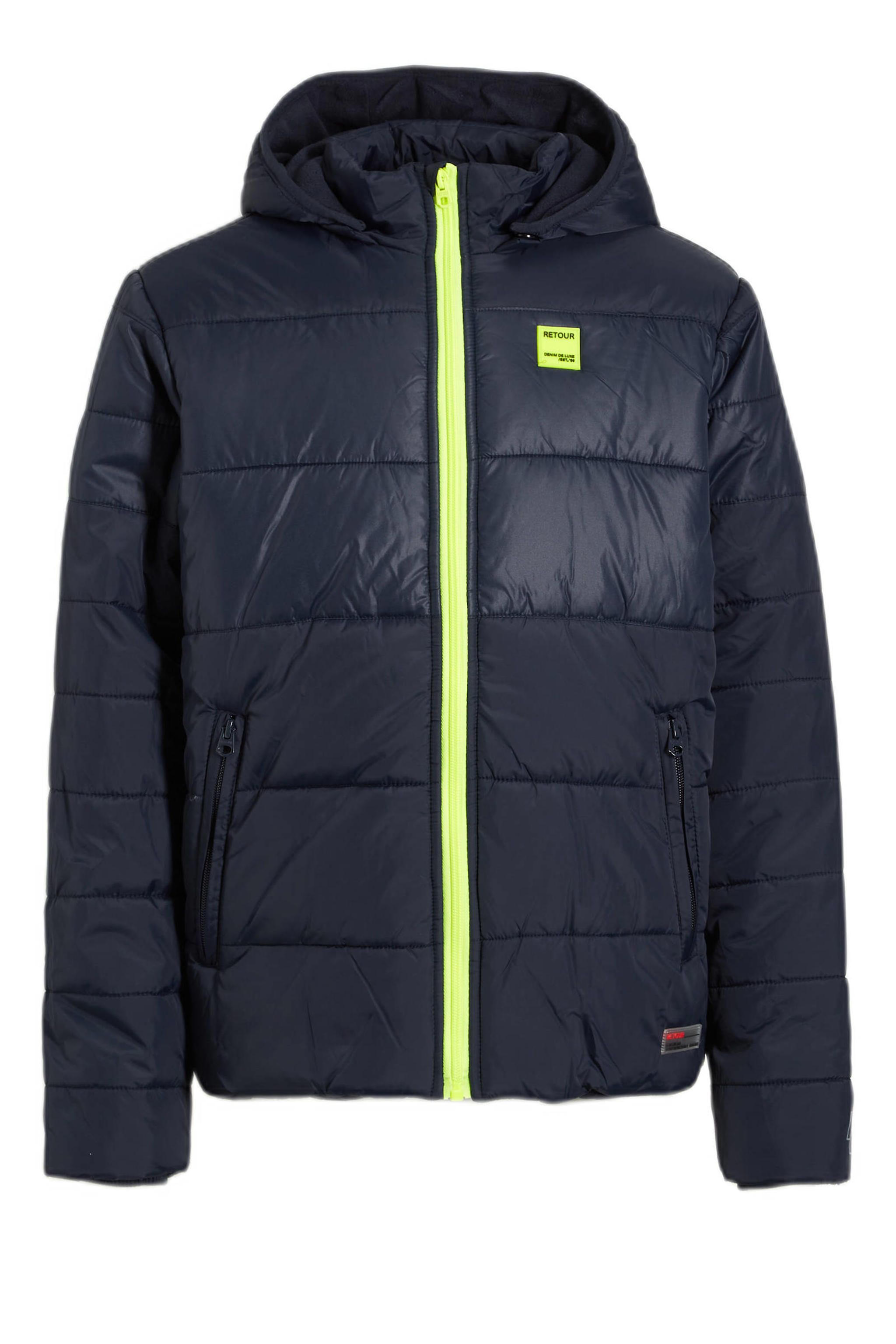 Retour Jeans gewatteerde winterjas Pim donkerblauw | wehkamp