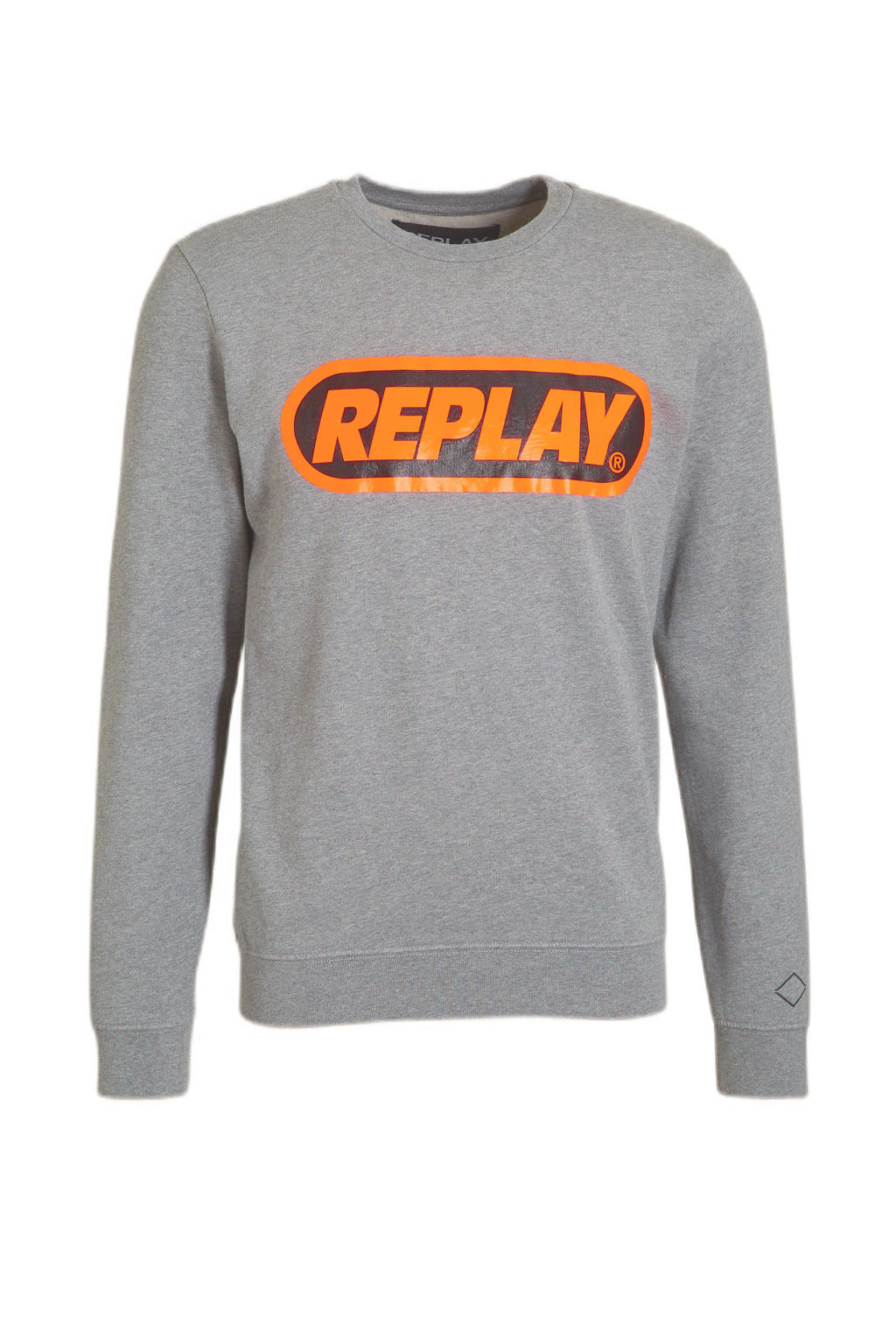REPLAY sweater met logo grey melange | wehkamp