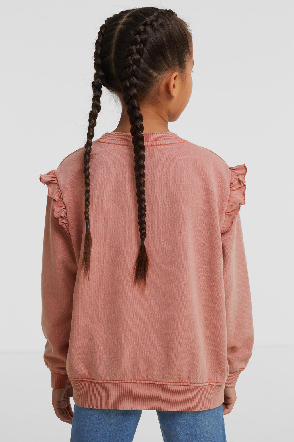 anytime sweater met ruffles roze | wehkamp