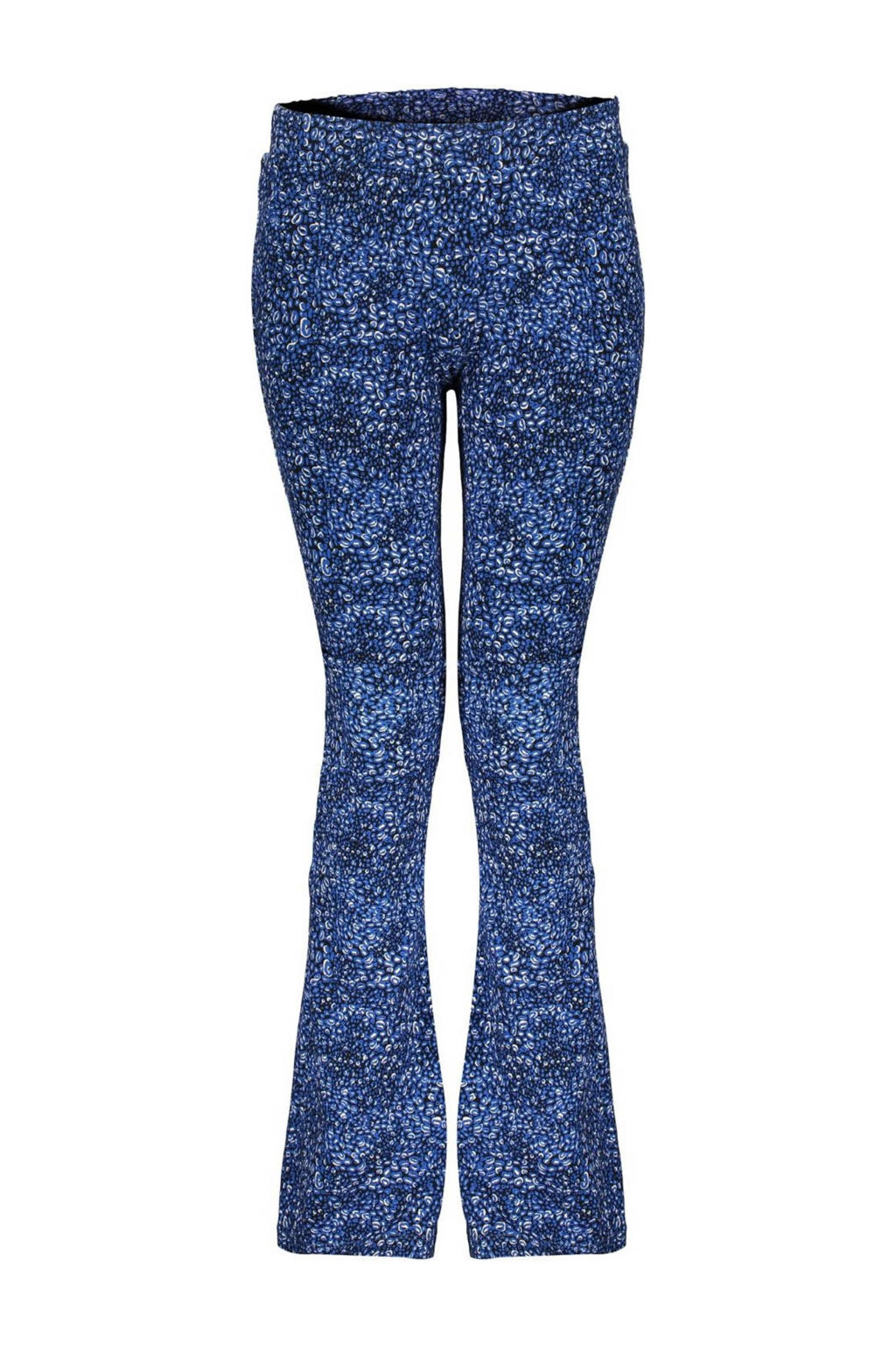 Geisha flared broek met dierenprint kobalt/zwart | wehkamp