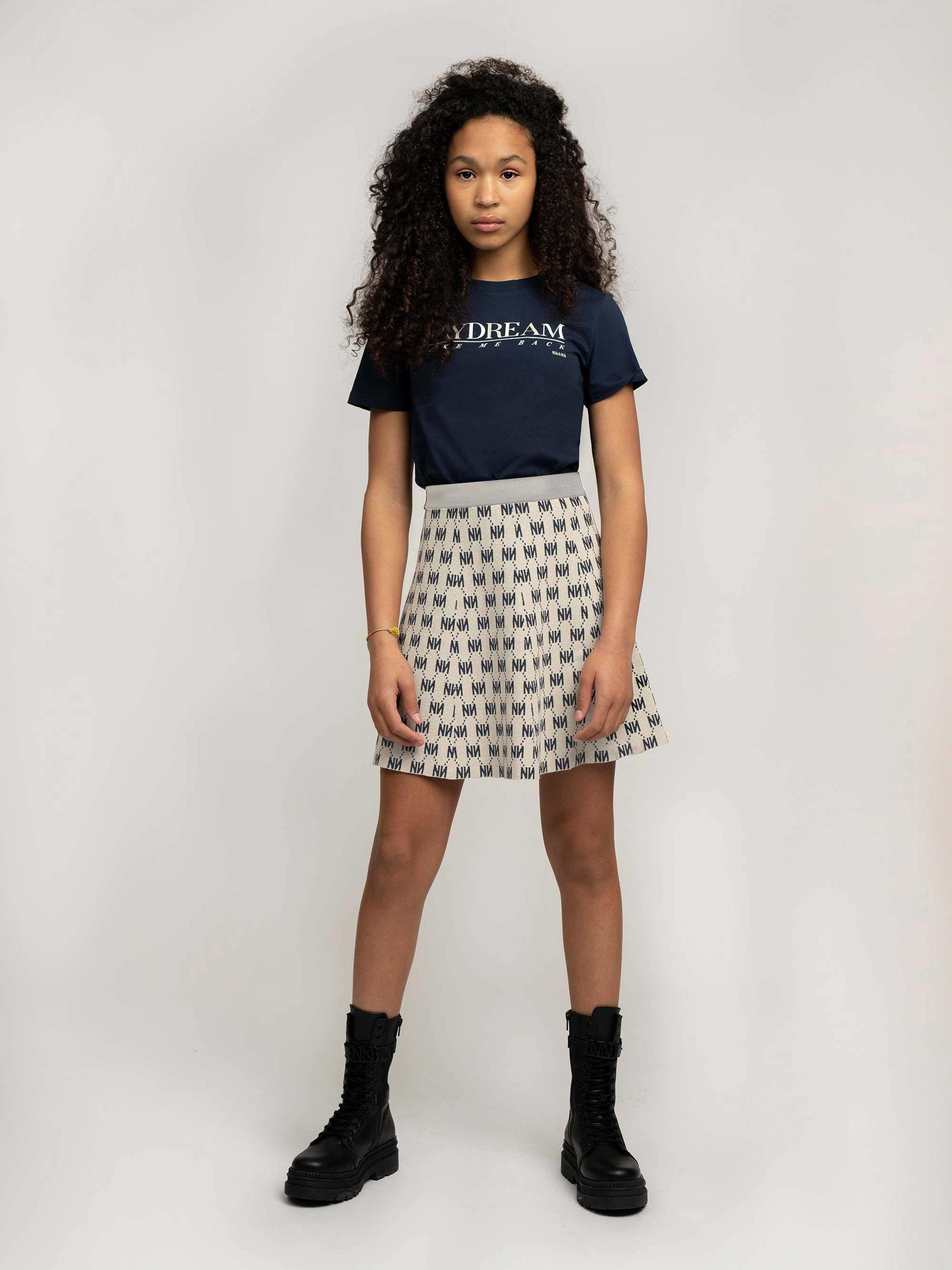 NIK&NIK rok Jada Indie met all over print zand/donkerblauw | wehkamp