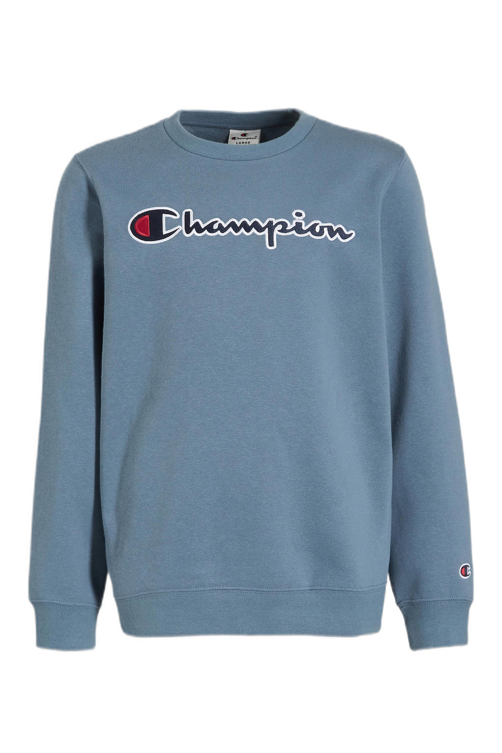 Champion sweater met logo zachtblauw | wehkamp