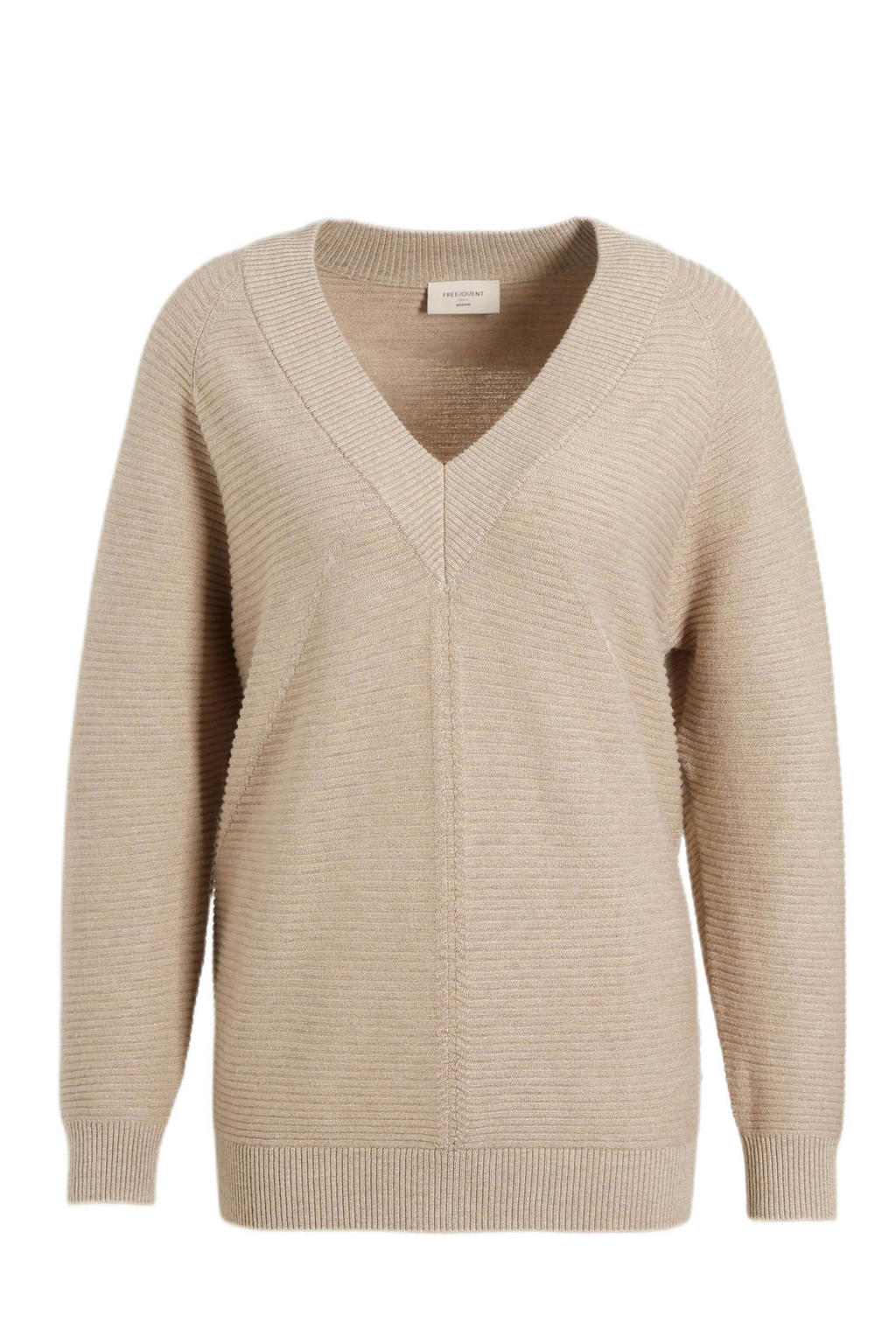 FREEQUENT ribgebreide trui FQANI beige | wehkamp