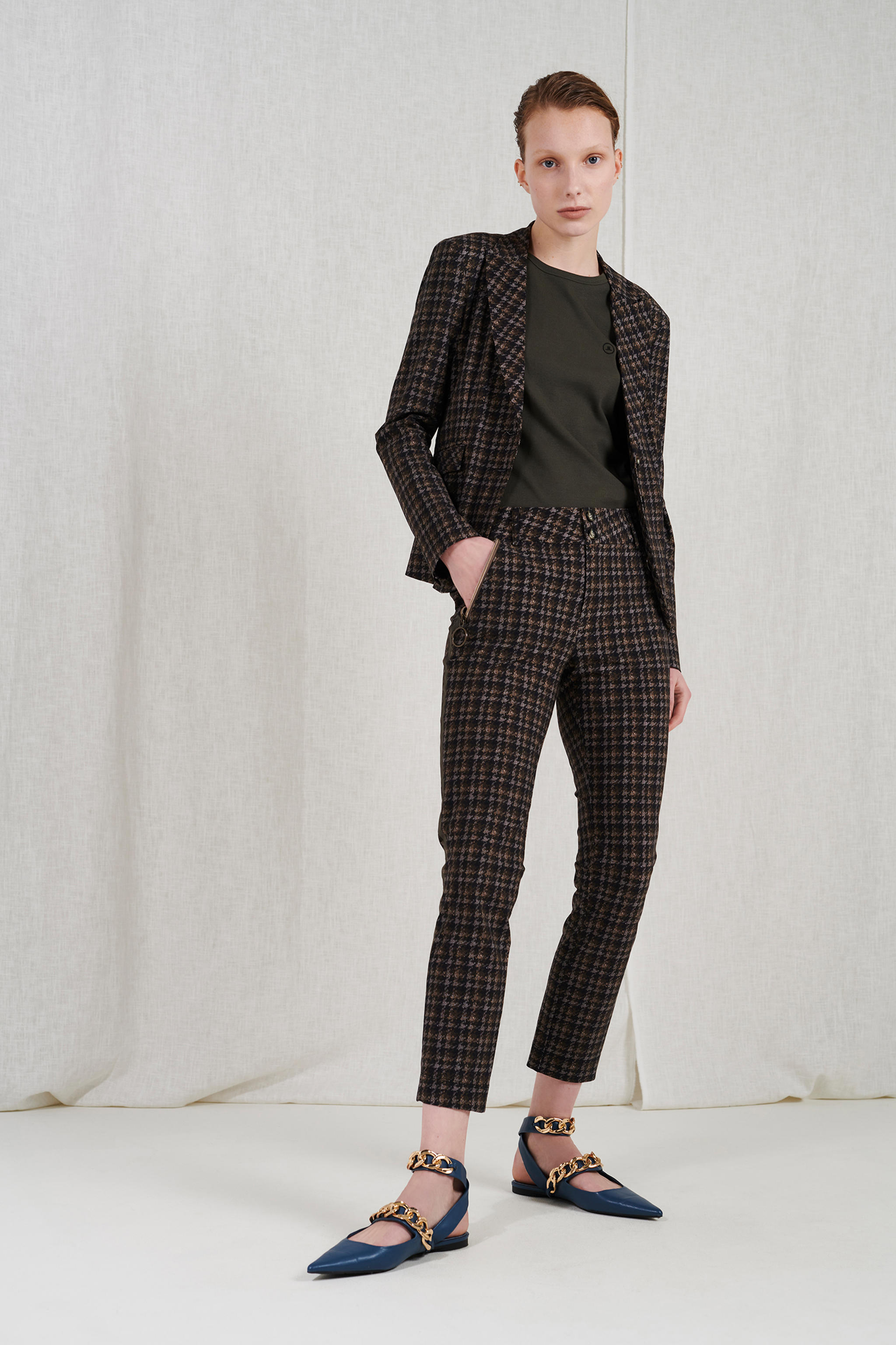 Jane Lushka geruite blazer Blazer Havana van travelstof groen/multi ...