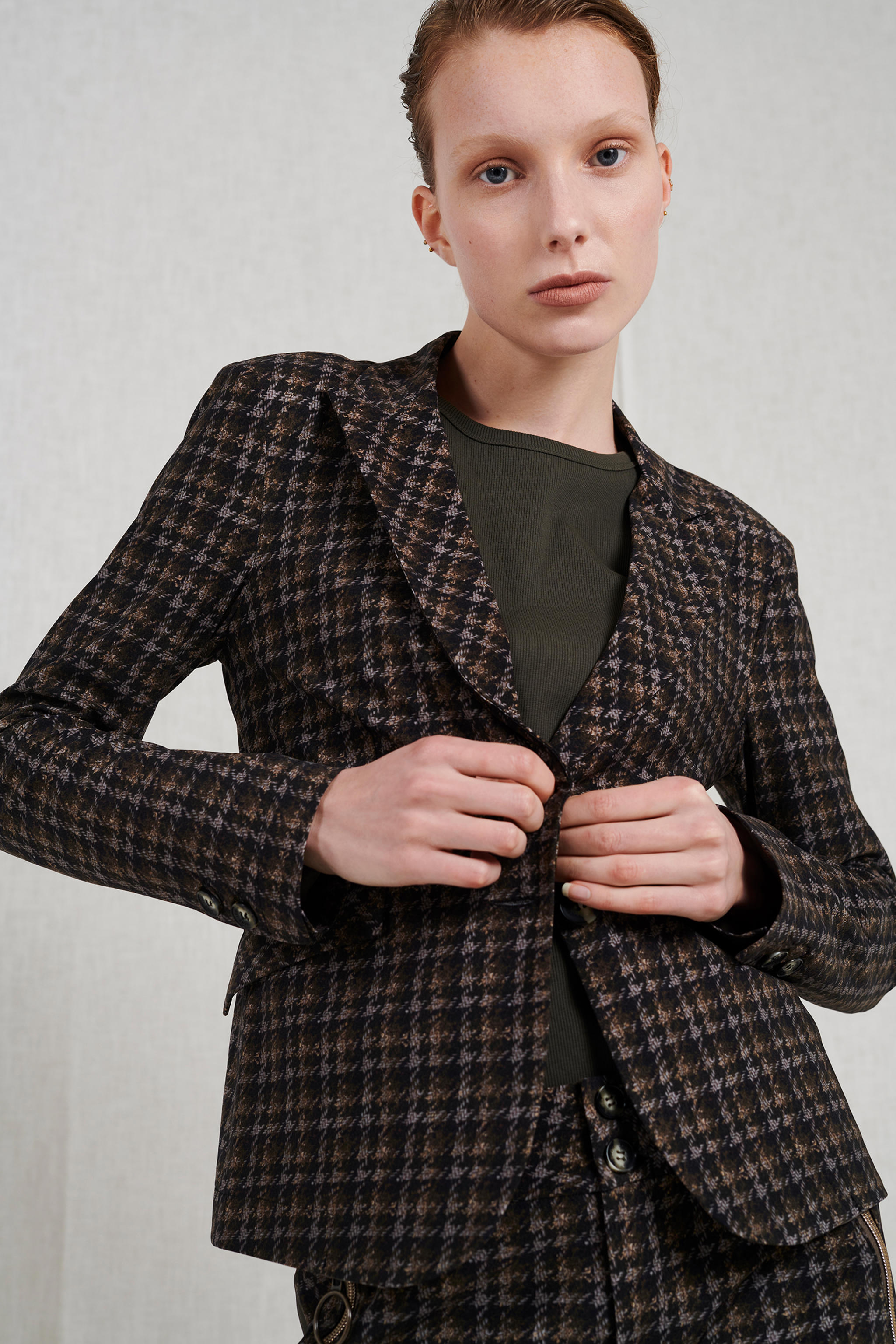 Jane Lushka geruite blazer Blazer Havana van travelstof groen/multi ...