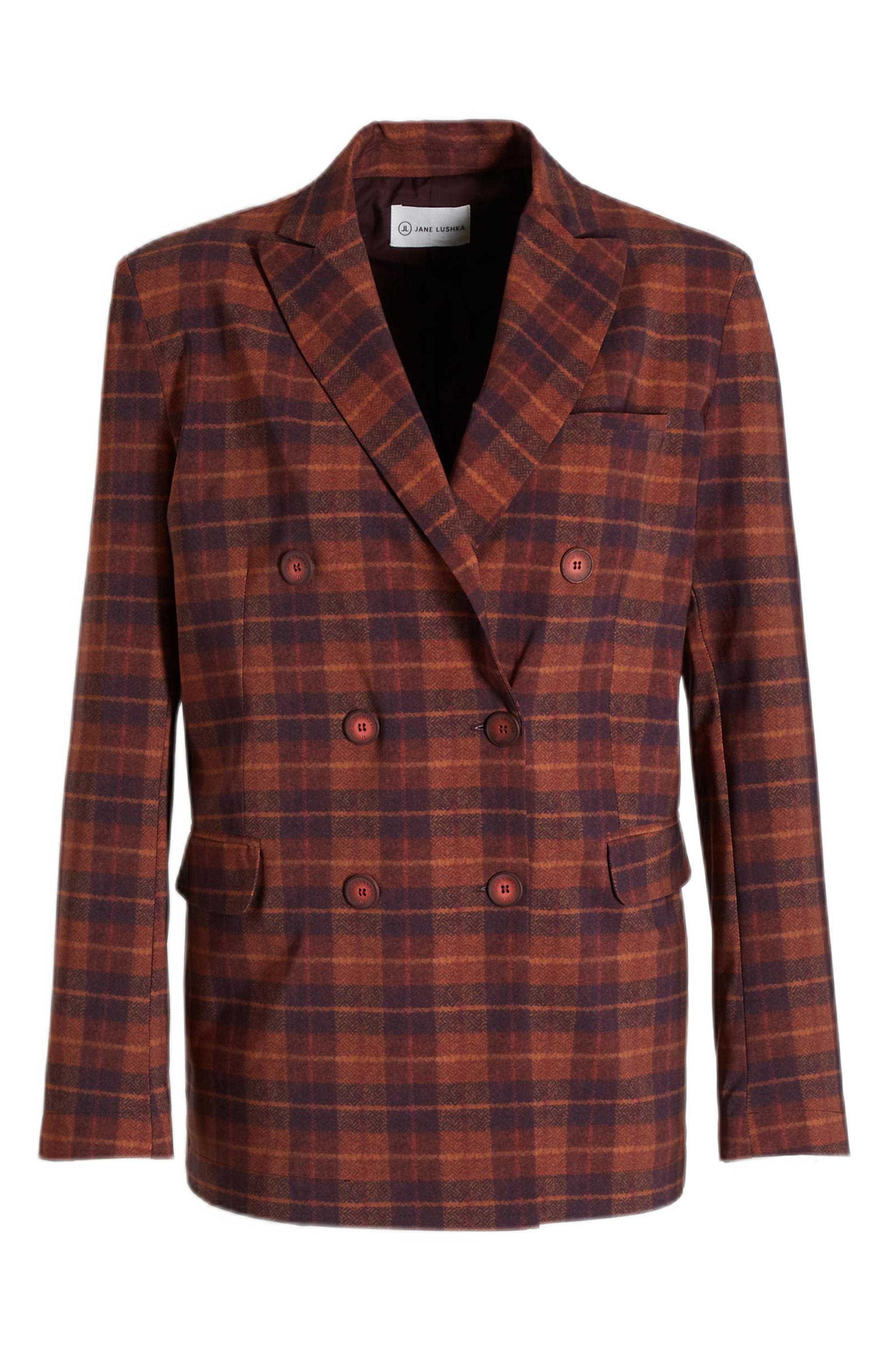 Jane Lushka geruite blazer Blazer Sydney van travelstof brick | wehkamp