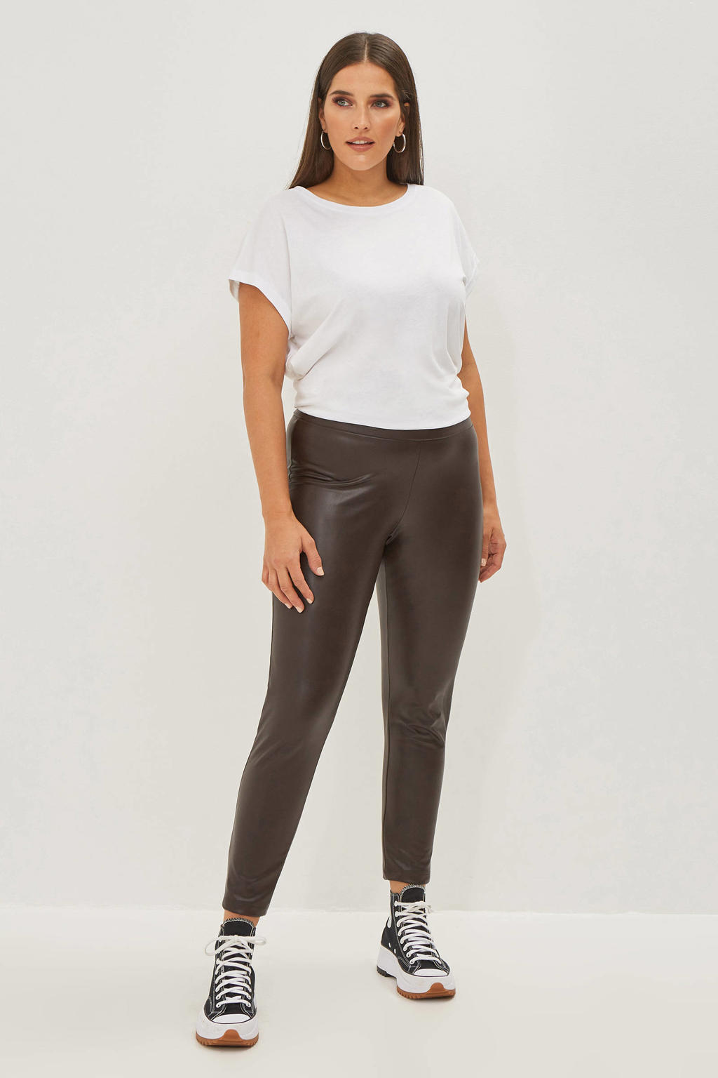 Mat Fashion Plus Size gecoate legging bruin | wehkamp