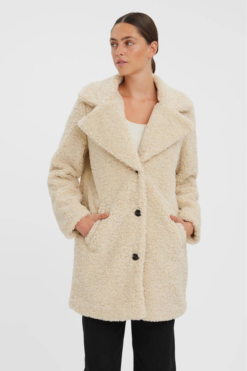 VERO MODA teddy jas VMKYLIE ecru | wehkamp