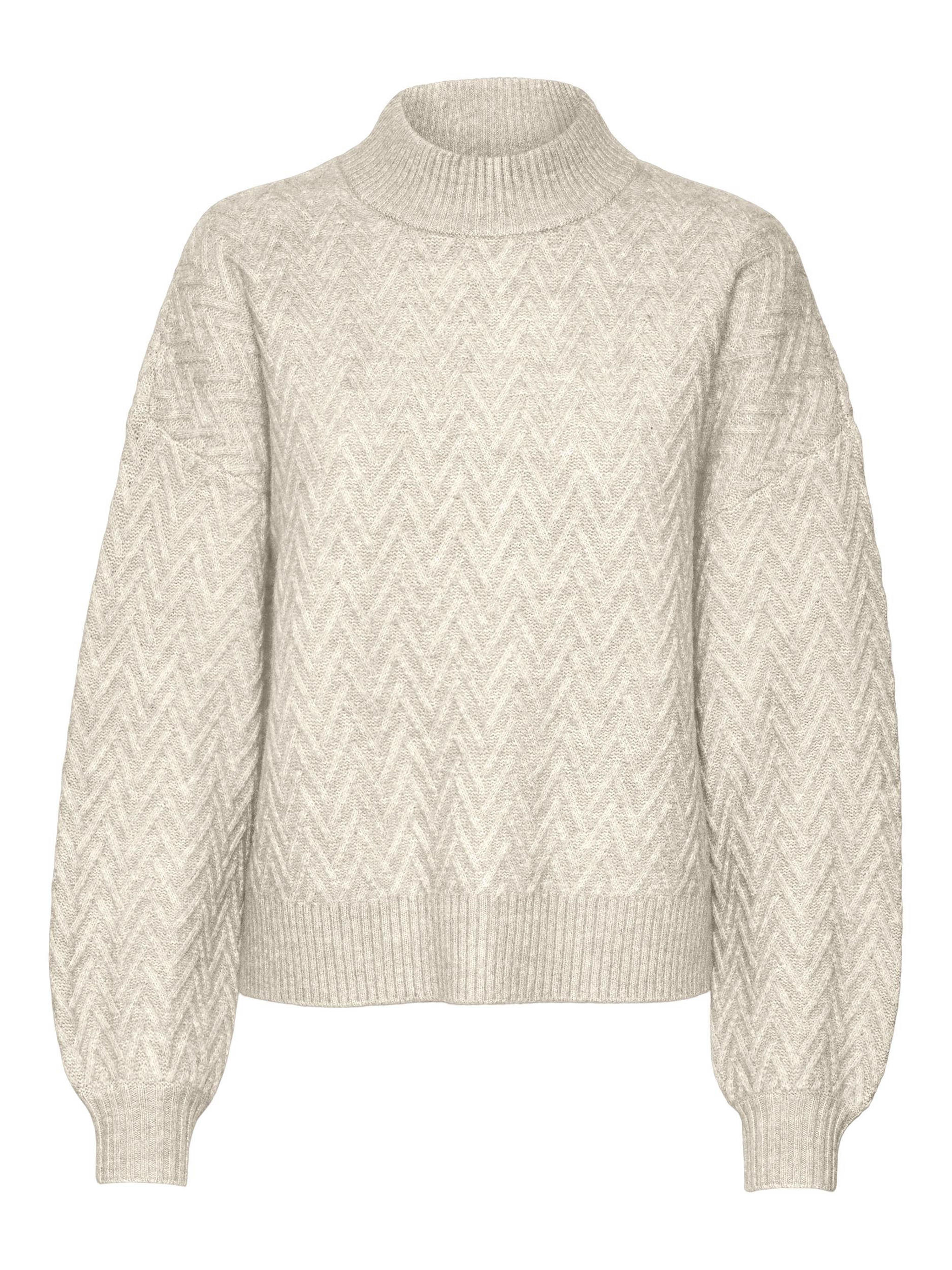 VERO MODA trui VMELLANEW met textuur ecru | wehkamp