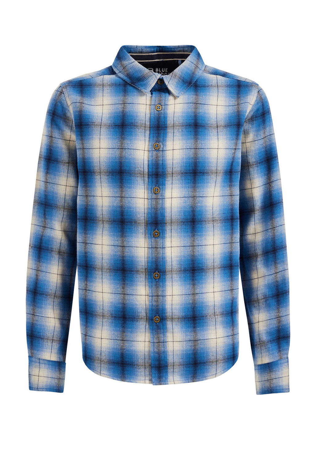 WE Fashion geruit overhemd blauw/wit/bruin | wehkamp