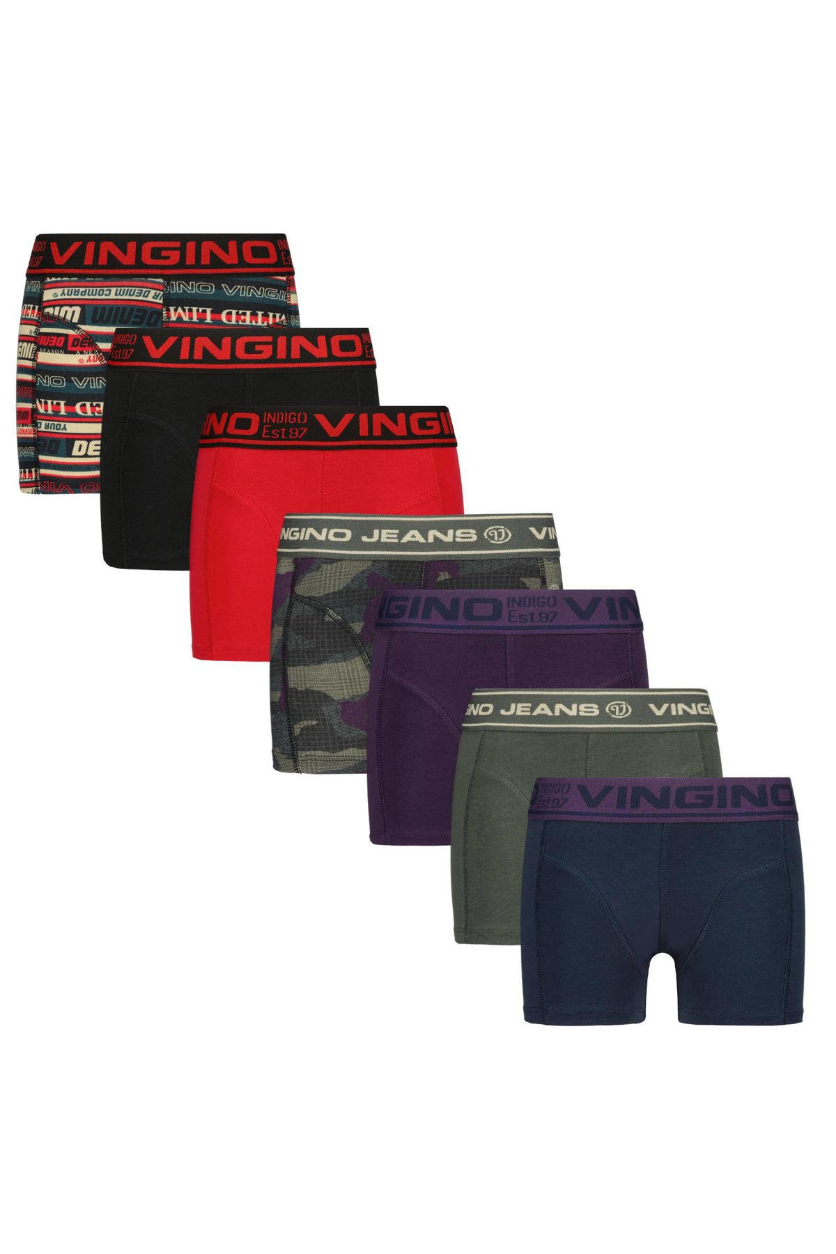 Vingino boxershort - set van 7 groen/rood/blauw | wehkamp