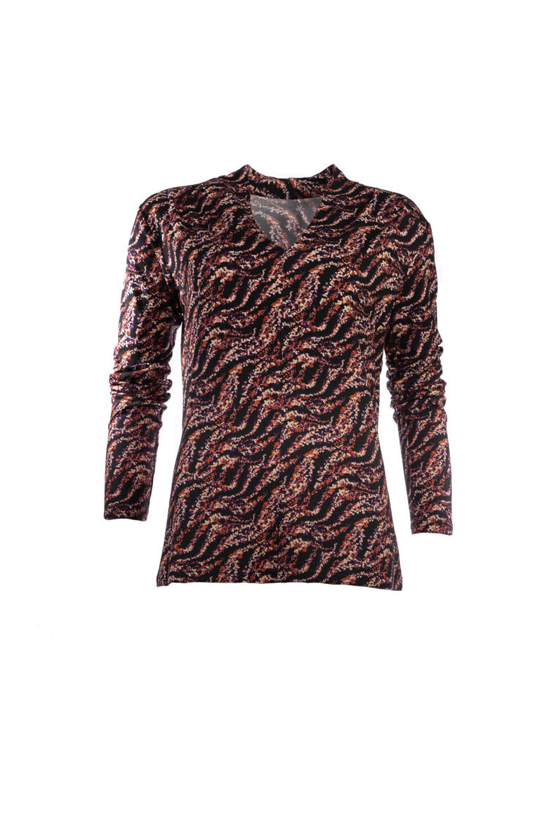 NED top Veral met all over print zwart/paars | wehkamp