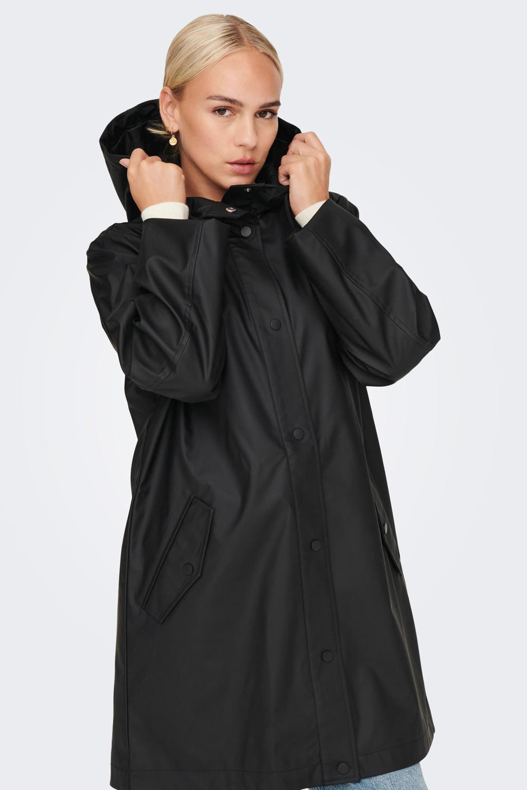 ONLY regenjas ONLNEWMARIE zwart | wehkamp