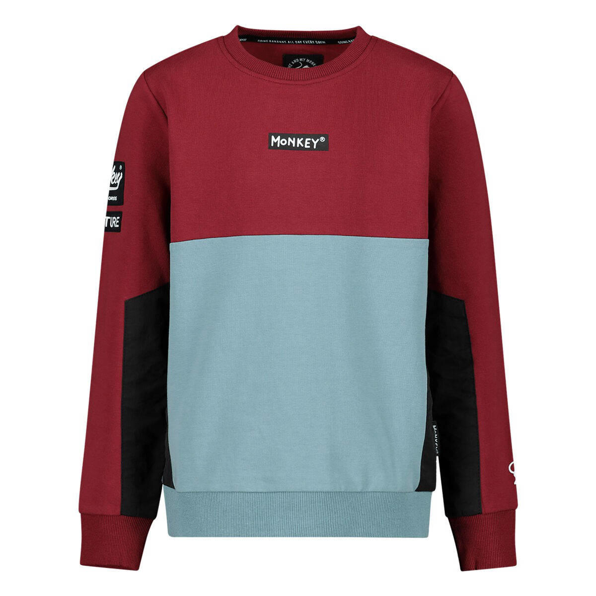 Me & My Monkey sweater donkerrood/lichtblauw | wehkamp