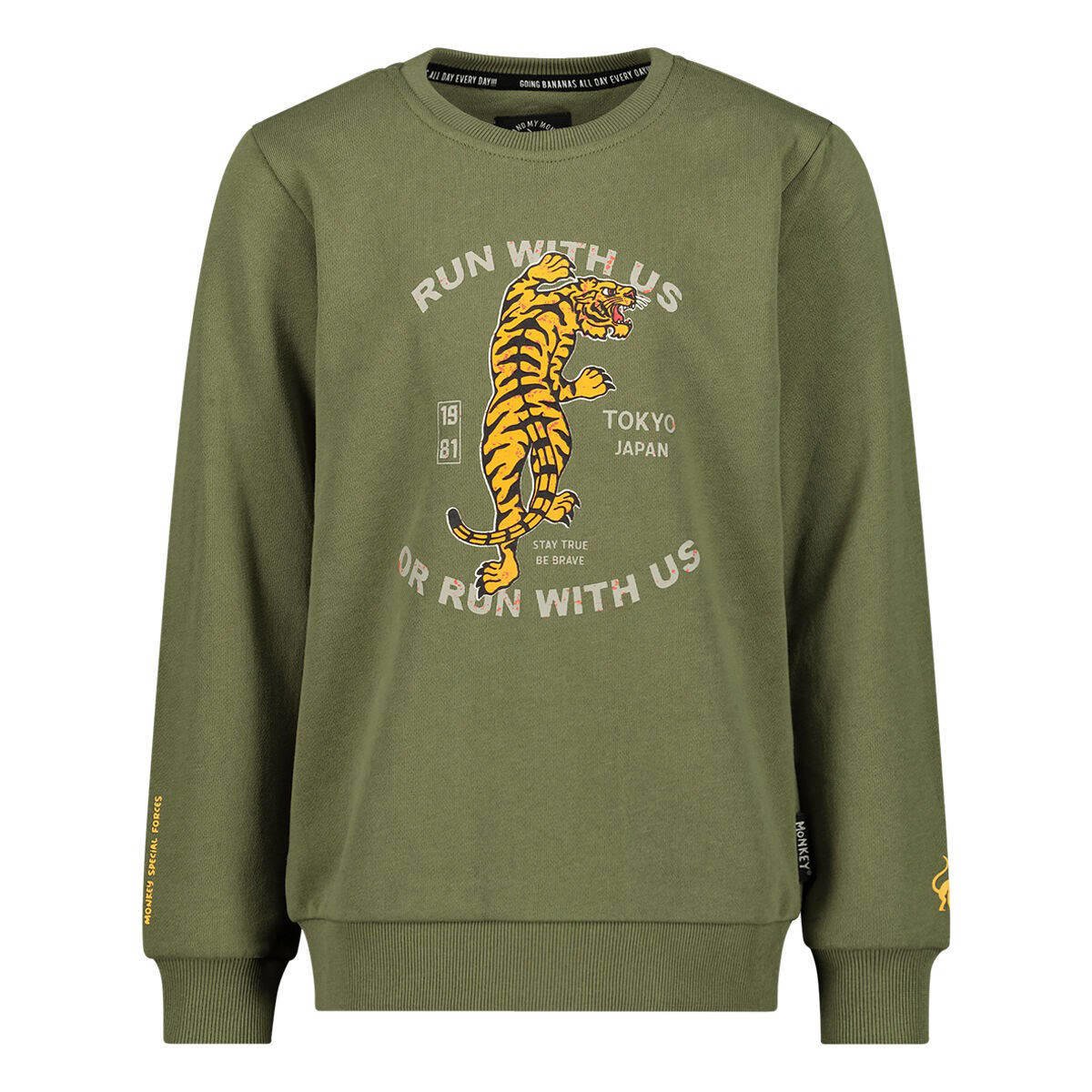 Me & My Monkey sweater met printopdruk olijfgroen | wehkamp