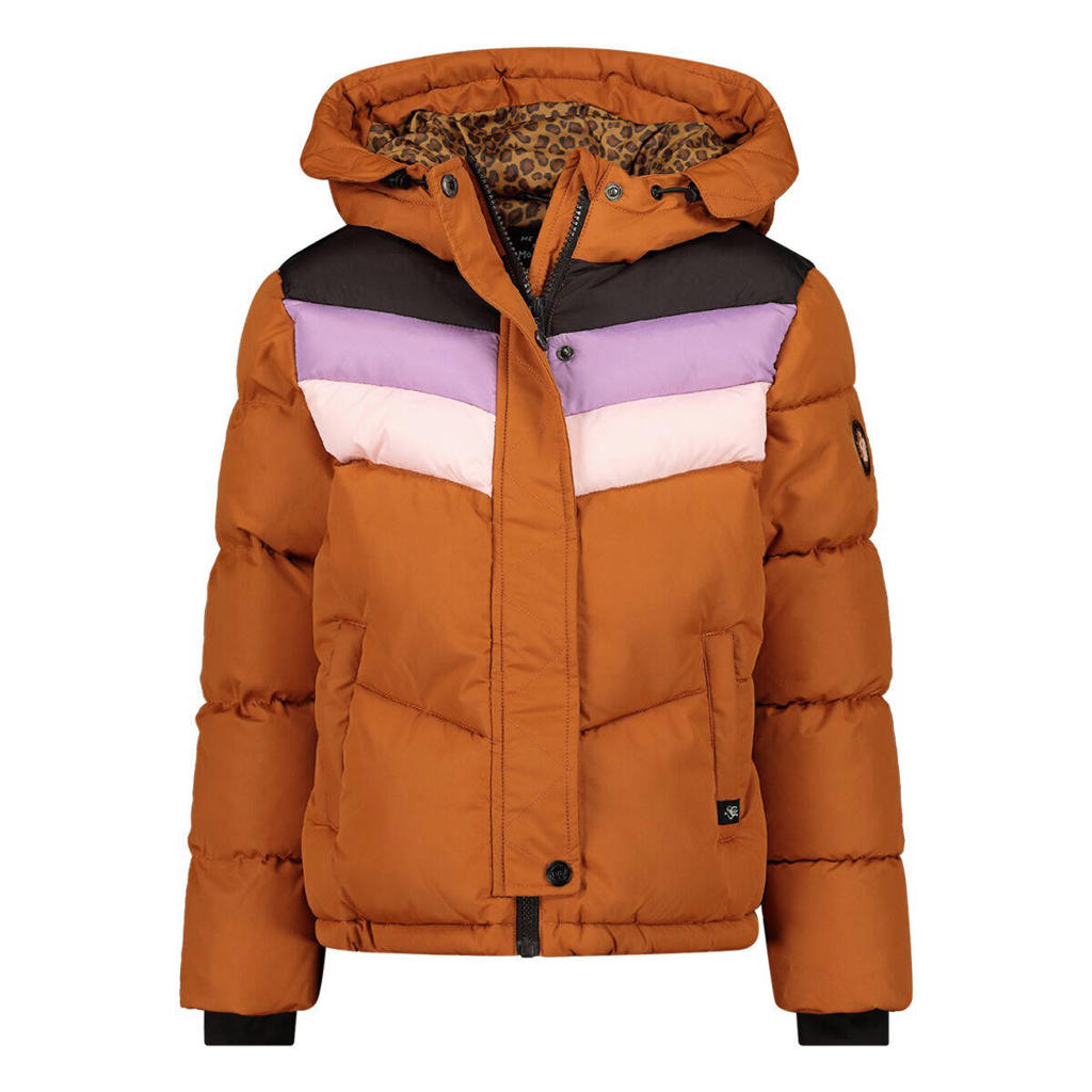 Me & My Monkey gewatteerde jas oranje/lila/wit | wehkamp