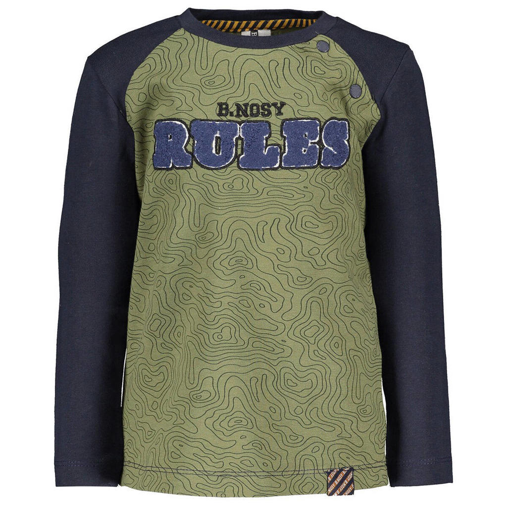 B.Nosy baby longsleeve met tekst groen/donkerblauw | wehkamp
