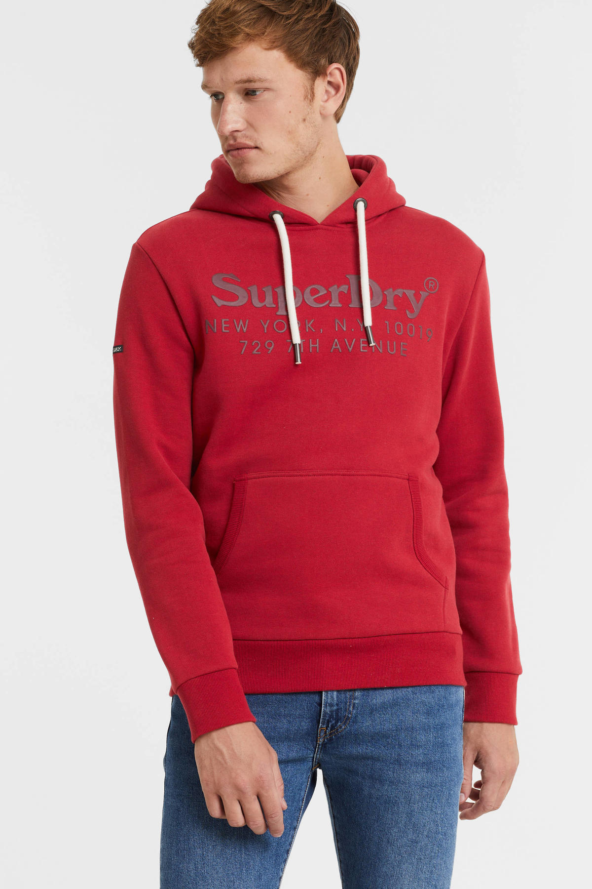 Superdry hoodie met logo rich red marl | wehkamp