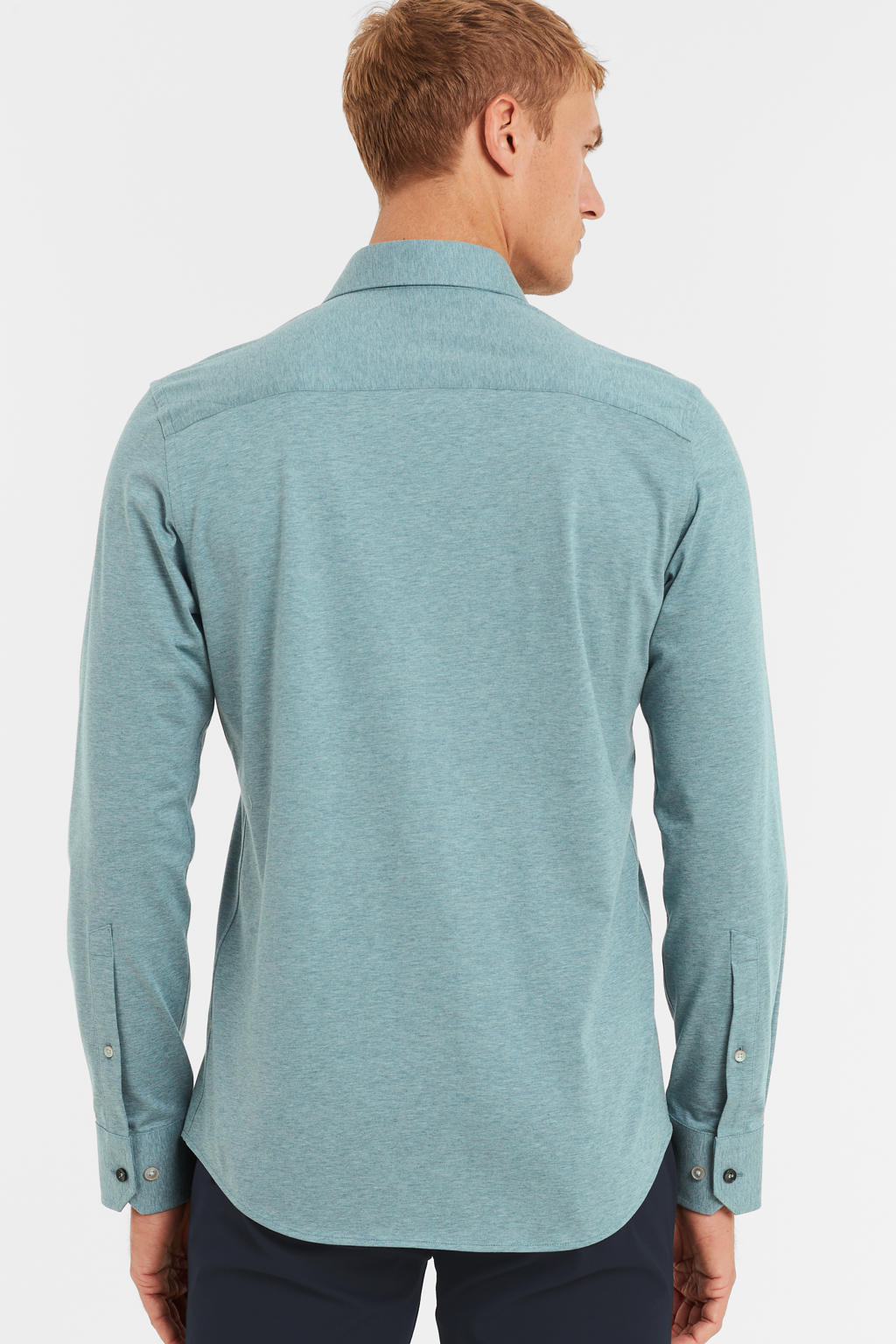 Vanguard gemêleerd slim fit overhemd bluefin | wehkamp