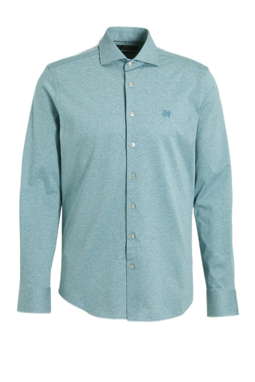 Vanguard gemêleerd slim fit overhemd bluefin | wehkamp