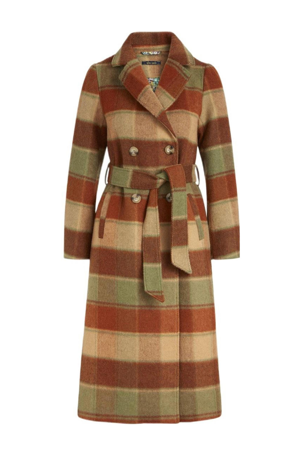 King Louie geruite coat winter Robin met wol bruin/groen | wehkamp