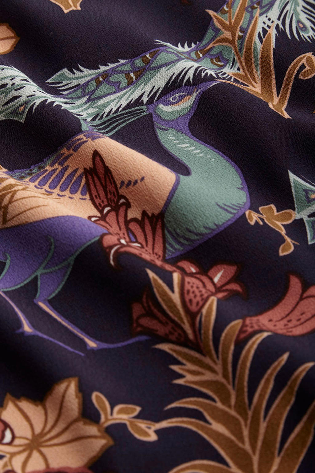 King Louie blouse Maisie met all over print donkerblauw/oranje/paars ...