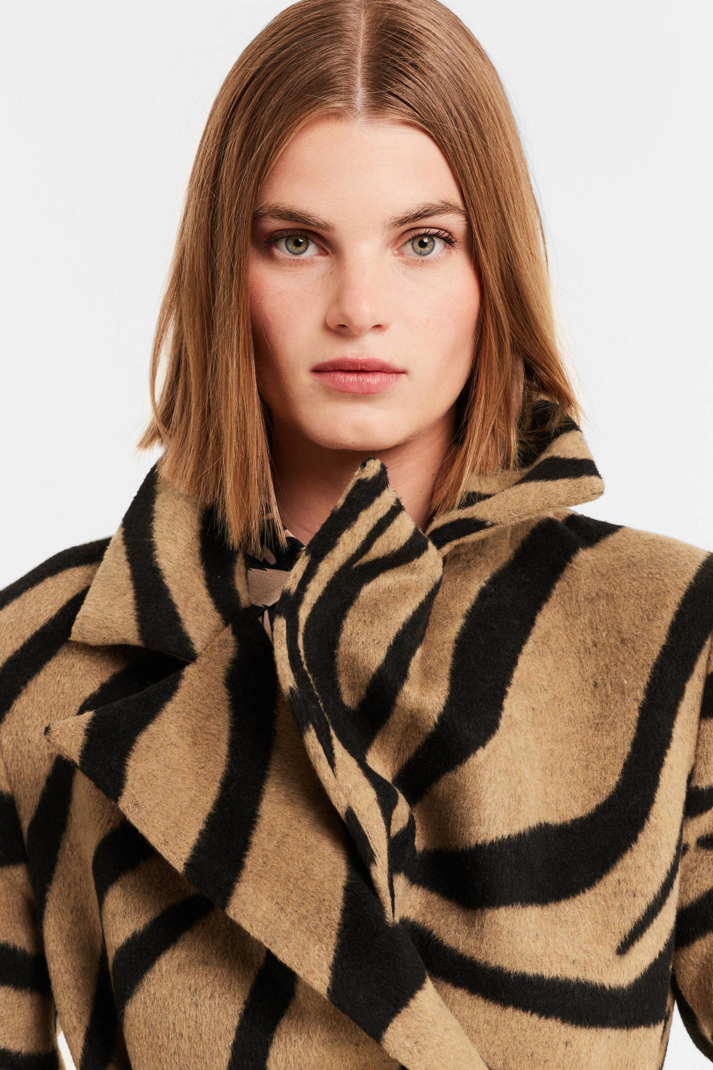 Smashed Lemon coat Valery met zebraprint en ceintuur camel/zwart | wehkamp
